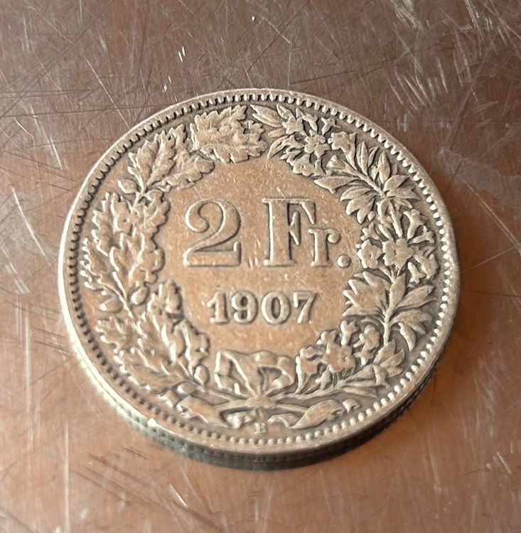 Sehr seltene Silbermünze 2 Franken 1907 Schweiz (Gebraucht) in Birmensdorf ZH für CHF 11.25 ...