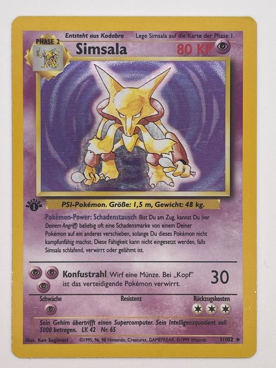 Simsala 1/102 Holo Pokémon Base Set 1.Edition ab 1.- (Neu (gemäss ...