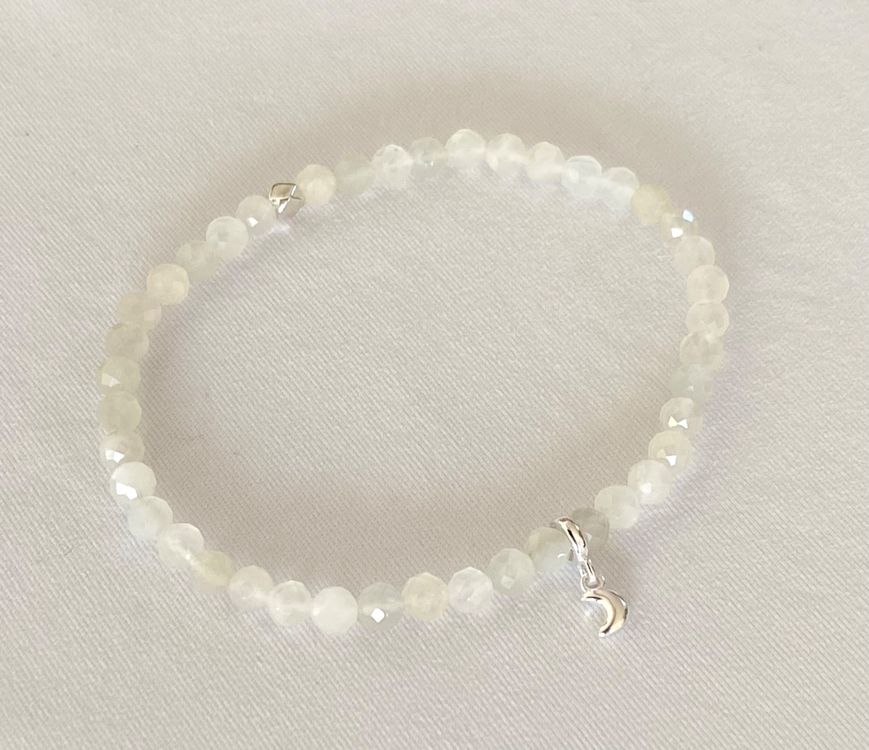 Edelstein Armband weisser Mondstein mit Silber auf Mass (Neu und ...