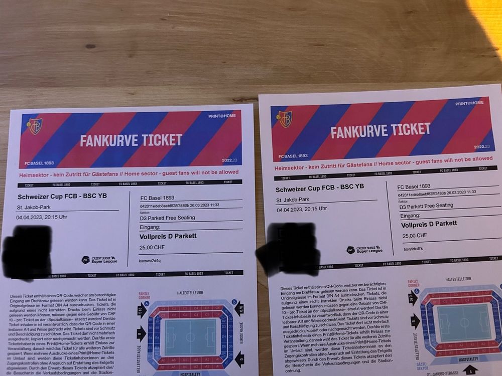 2x FC Basel vs BSC YOUNG BOYS Cup Tickets (Sektor D) (Neu (gemäss ...