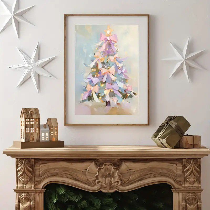 Affiche Arbre de Noël Nœud – Style Preppy et Minimaliste (Neuf (Voir ...