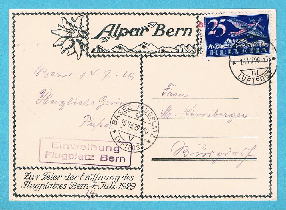 Flugplatzeinweihung Bern 14.VII.29 auf OK ALPAR BERN ! | Kaufen auf Ricardo