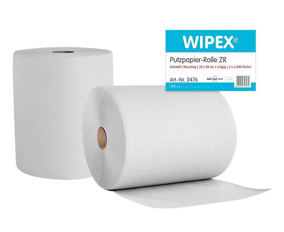 2 Rollen Putzpapier WIPEX, 2-lagig, Tuchgrösse ca. 22 x 36cm (Neu und ...