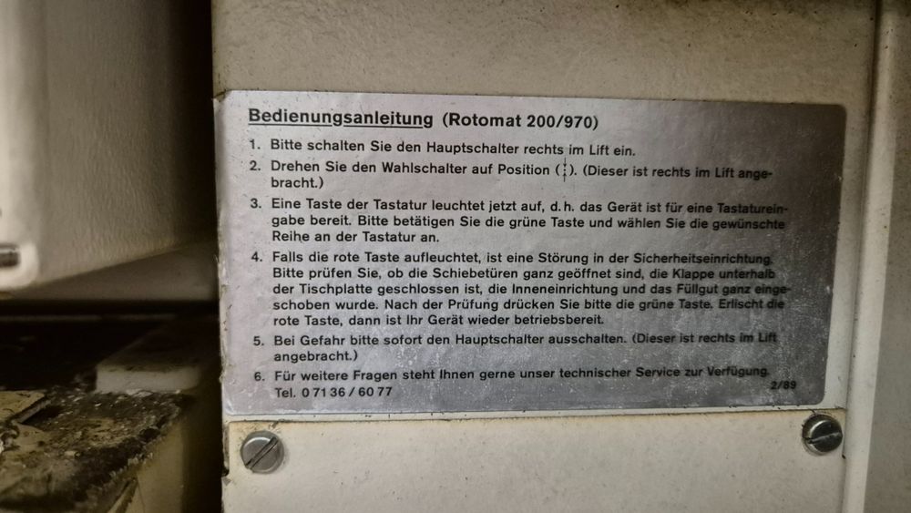 Paternoster Hänel Rotomat 200/970 ca. 30jährig (Gebraucht) in Meilen ...