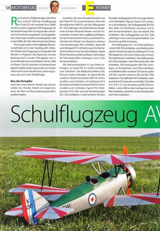 Plan modèle du Biplan "AVRO 621 Tutor" | Kaufen auf Ricardo