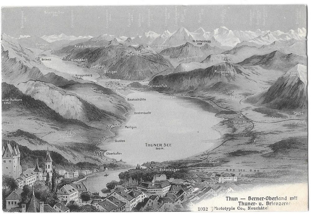Panoramakarte Thun und Thunersee Berner Oberland etc. | Kaufen auf Ricardo