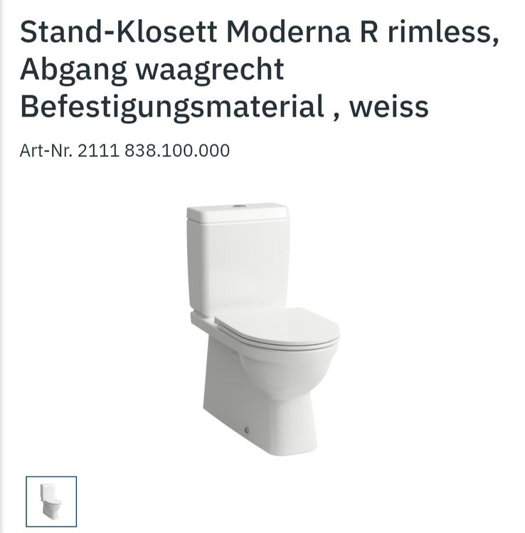 Stand-Klosett Moderna R rimless, Abgang waagrecht (Neu und ...