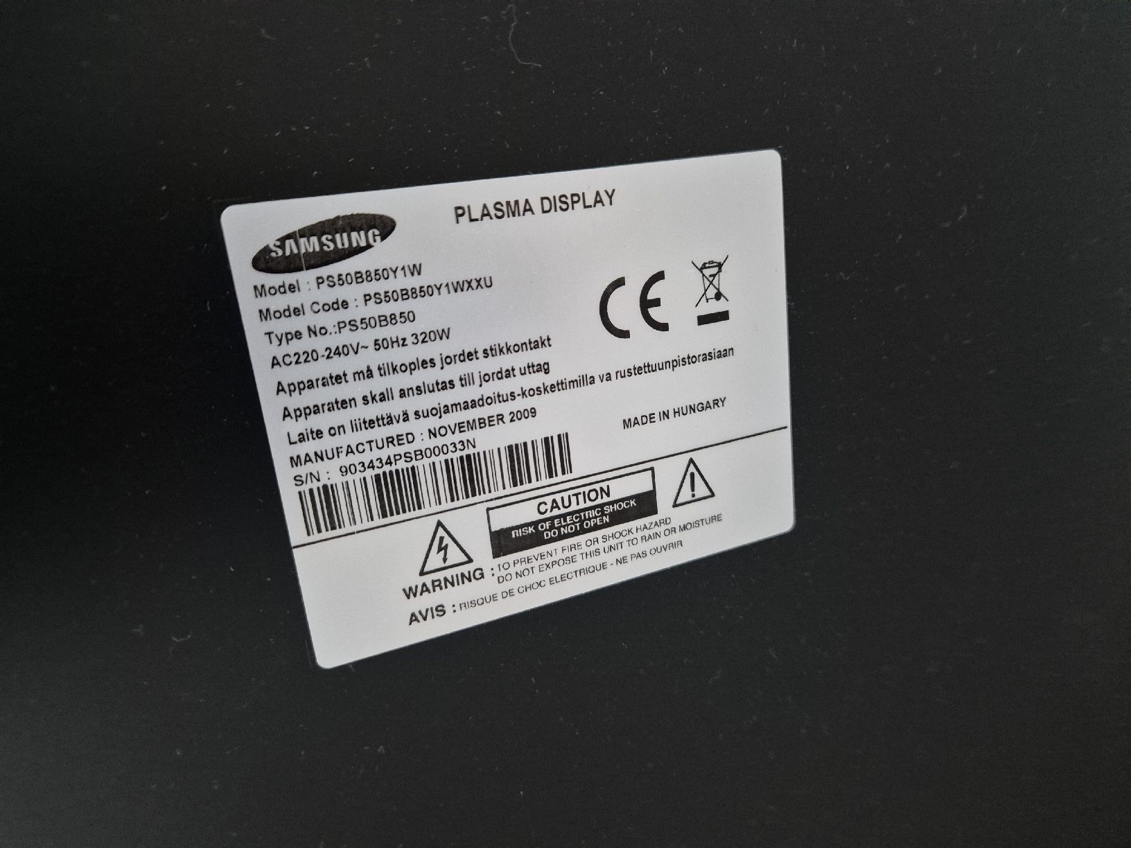 Samsung PS50B850 – 50 Zoll Full HD Plasma Fernseher (Gebraucht) in ...