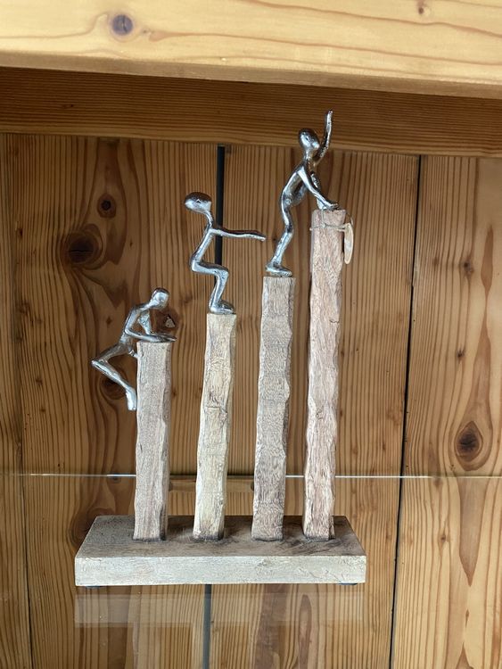 Metallfiguren "Der Weg nach oben" Deko Figuren Holzsockel (Neu und ...