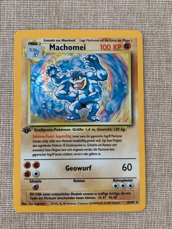 Pokemon Machomei 1. Edition Holo Base Set Deutsch 8/102 | Kaufen auf Ricardo
