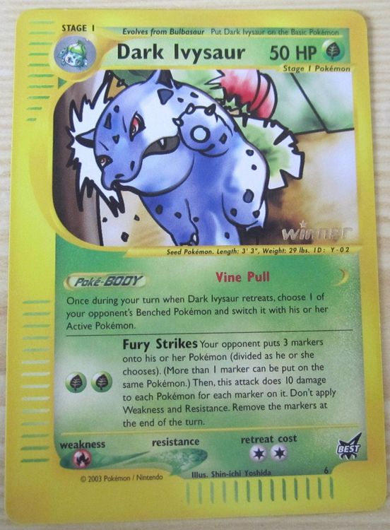 Pokémon Karte Dark Ivysaur WINNER Karte Best Nr. 6 (Gebraucht) in ...