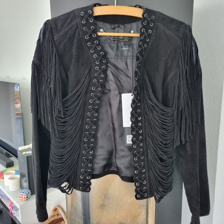 Lederjacke Fransen Barbara Bui schwarz 36 neu (Neu (gemäss Beschreibung ...