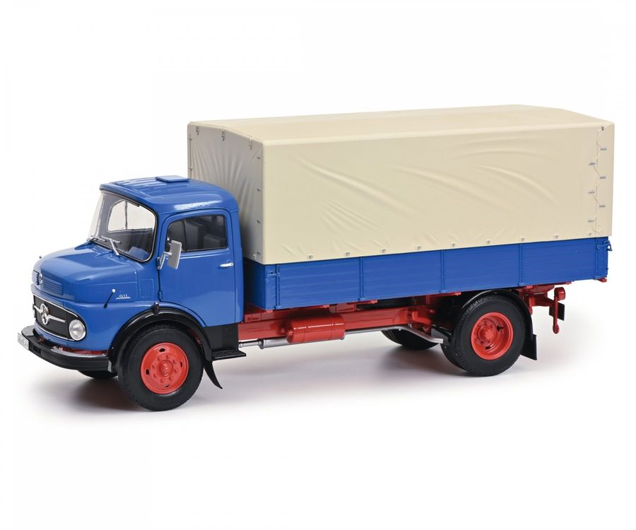 1:18 Mercedes-Benz L911 Pritschen-LKW mit Plane, blau Schuco | Kaufen ...