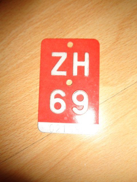 Super schöne Velonummer ZH 69 Zürich Fahrradnummer TOP (Neu (gemäss ...