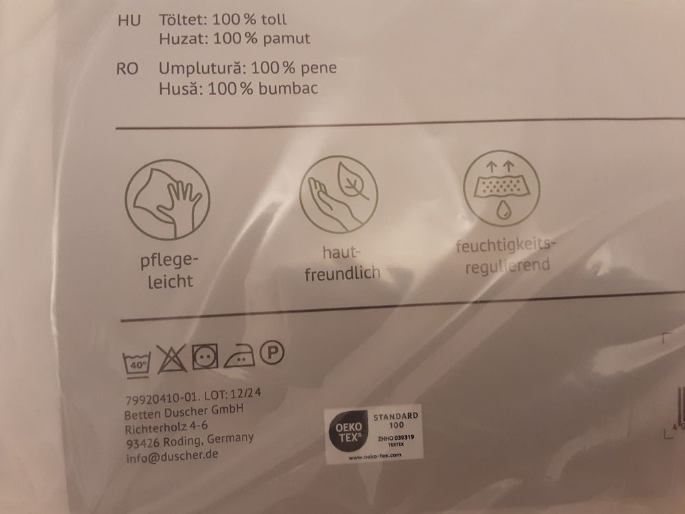 2 st. Kopfkissen "Natur" 70x90 cm, 100% Federn Füllung (Neu und ...