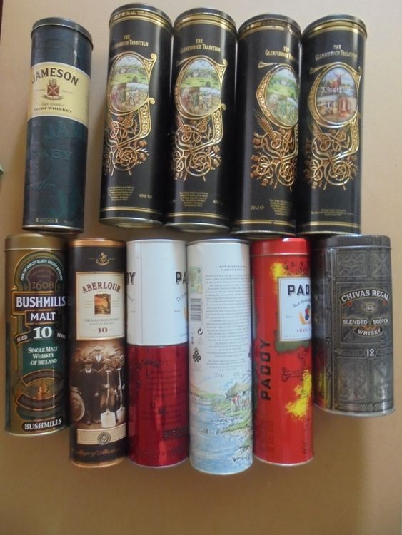 11 boites de whisky en métal / 11 Whisky Dosen aus Metall (D'occasion ...