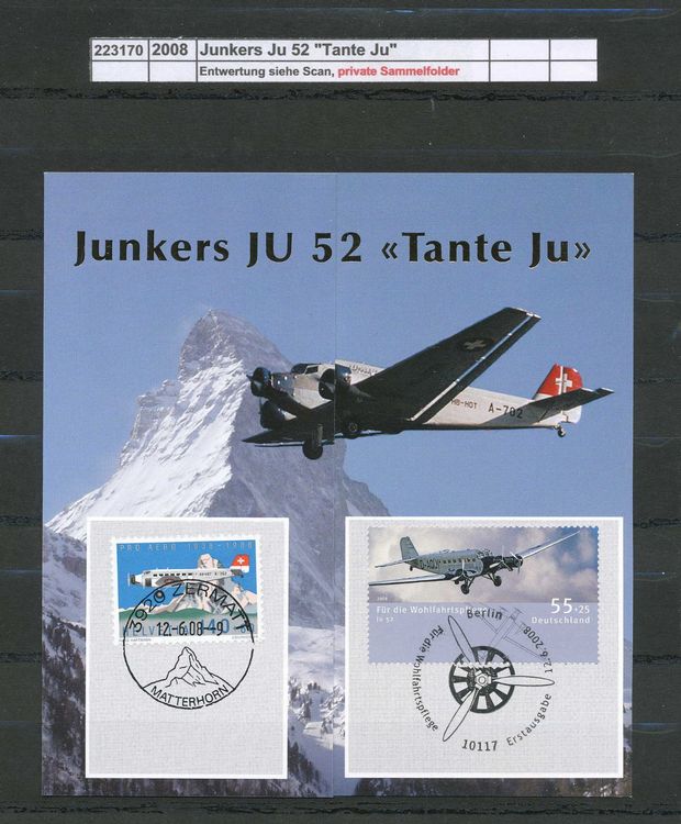 2008 Junkers Ju 52, "Tante Ju", private Sammelfolder | Kaufen auf Ricardo