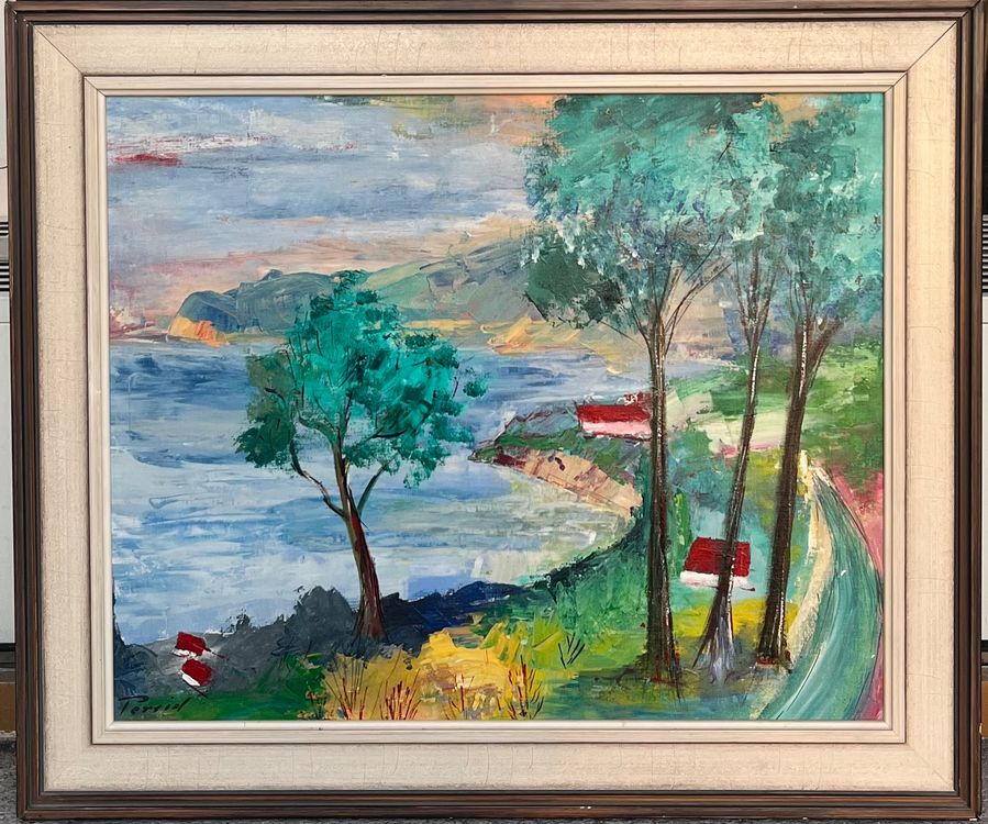 Grosse Farbenfrohes Küsten Szene Gemälde, Unl. Signiert | Kaufen auf Ricardo