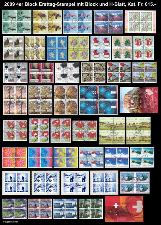 2009 4er Block Ersttag mit Blocks, H-Blatt komplett Fr 615.- (Neu (gemäss Beschreibung)) in ...