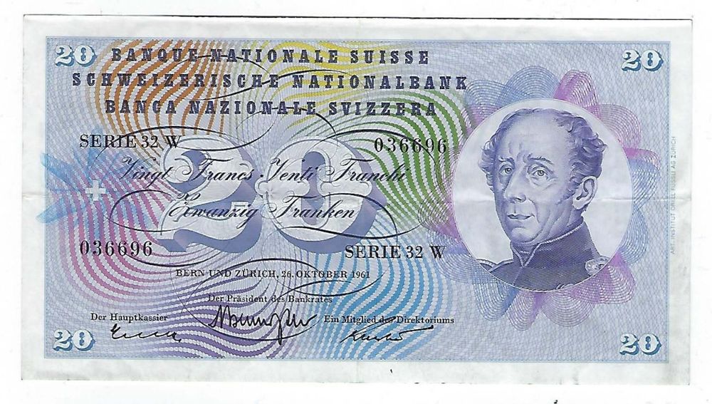 20 Franken 1961, gefaltet | Kaufen auf Ricardo
