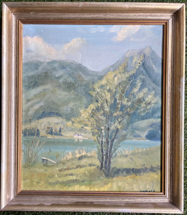 Berglandschaft Gemälde Unleserlich Signiert | Kaufen auf Ricardo