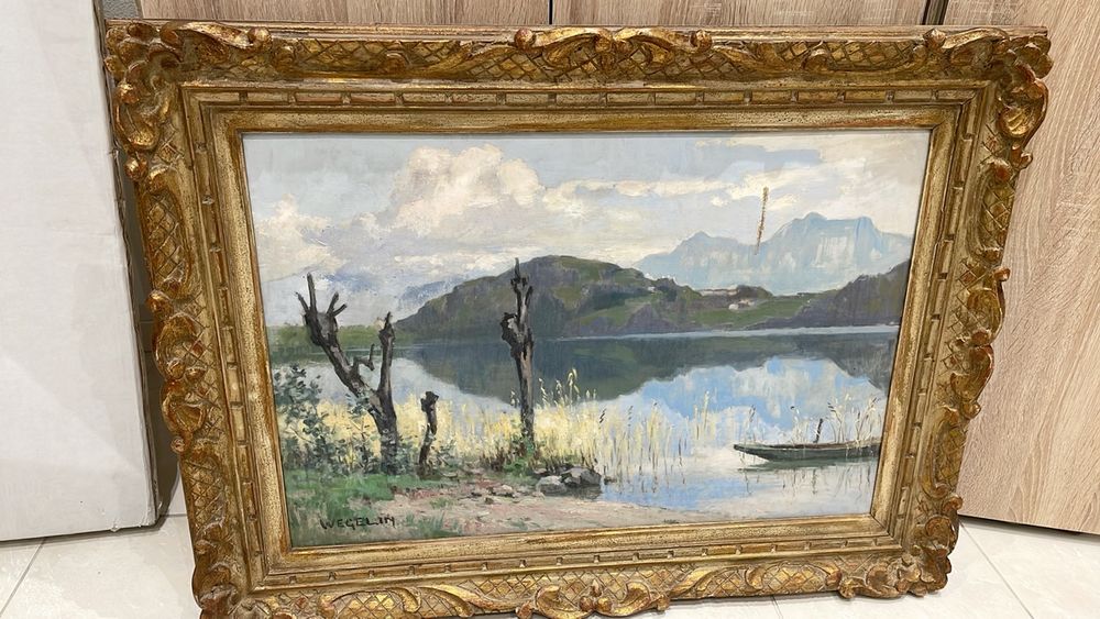Tableau Wegelin, huile sur toile, cadre doré (Gebraucht) in Chavornay für CHF 11 – nur Abholung ...
