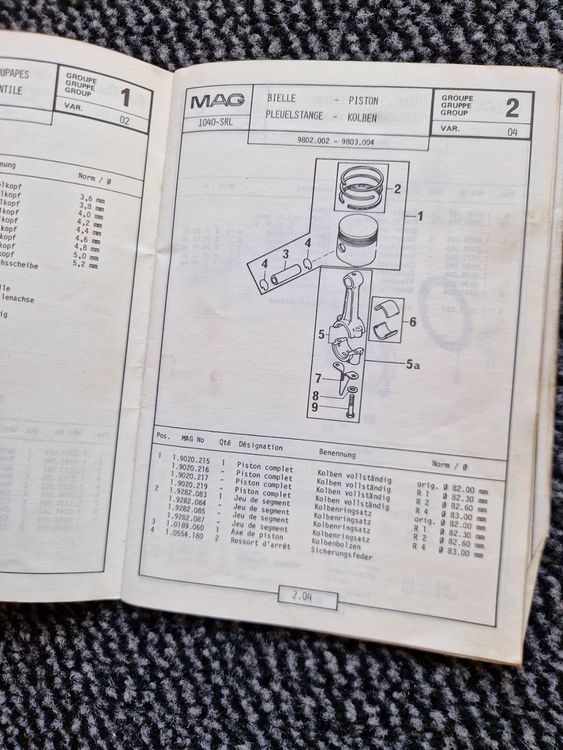 Original Ersatzteilliste MAG Motor 1040 SRL (Gebraucht) in Dürnten für ...