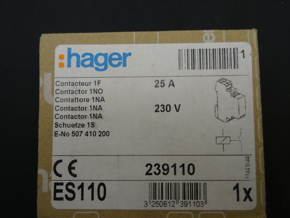 Contacteur Hager ES110 25A 230V NEUF (Neu und originalverpackt) in ...