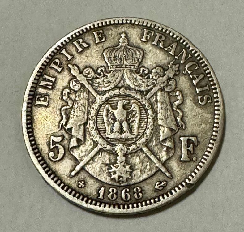 France 5 Francs 1868 decent Silver coin Napoleon lll (Gebraucht) in ...