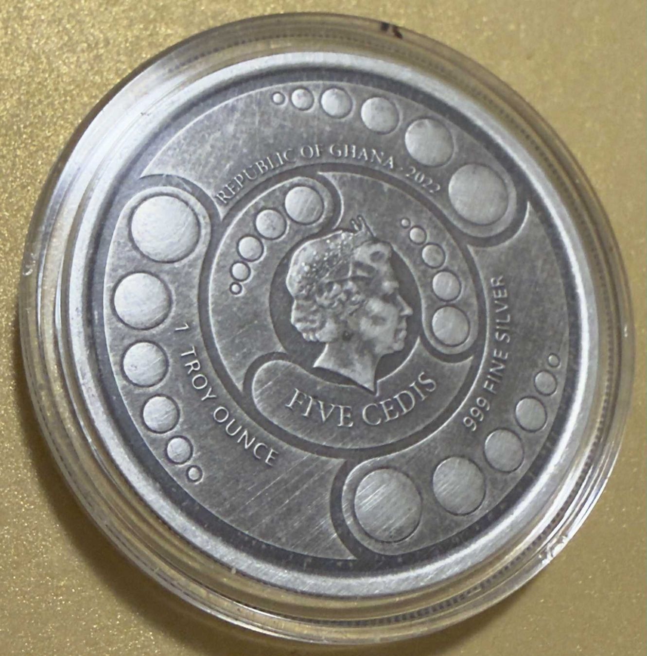 Ghana 5 Cedis 2022 Antik Finish Silver coin 1 oZ (Neu (gemäss ...