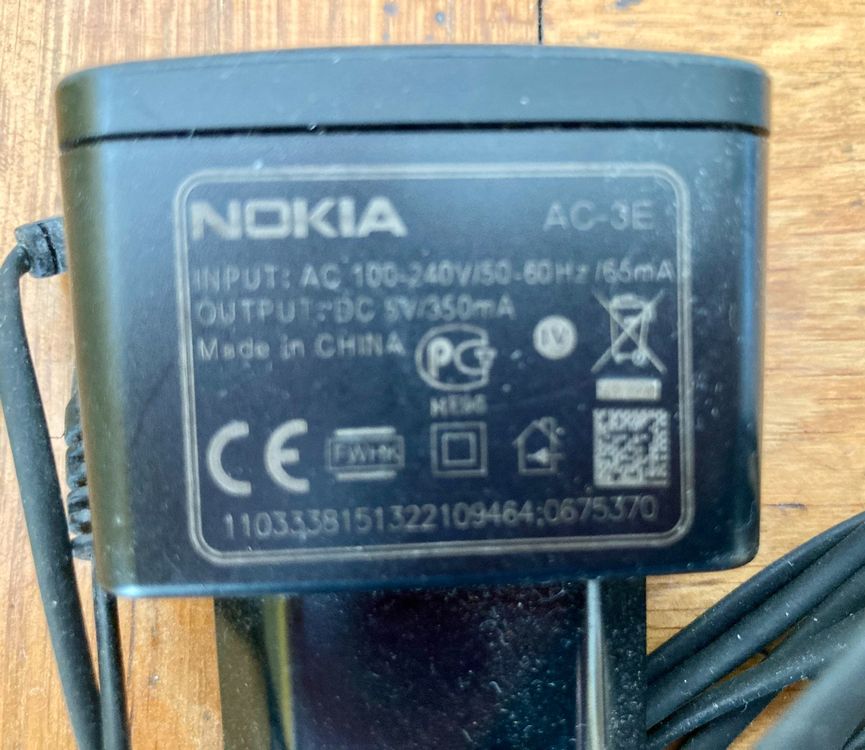 Nokia Ladegerät AC-3E ==> 5V 350mA - Top Zustand günstig (Gebraucht) in ...