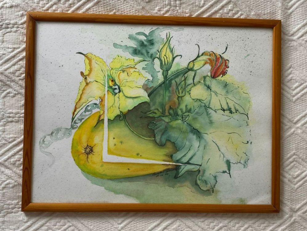 Aquarell, gerahmt: Stilleben Kürbis (Gebraucht) in Chur für CHF 58 – mit Lieferung auf Ricardo ...