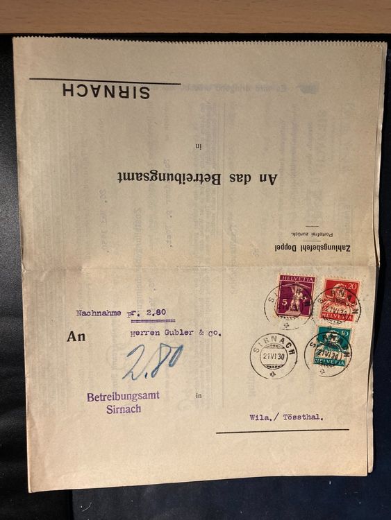 Schweiz 1930 Zahlungsbefehl Sirnach MiF Tell und Knabe | Kaufen auf Ricardo