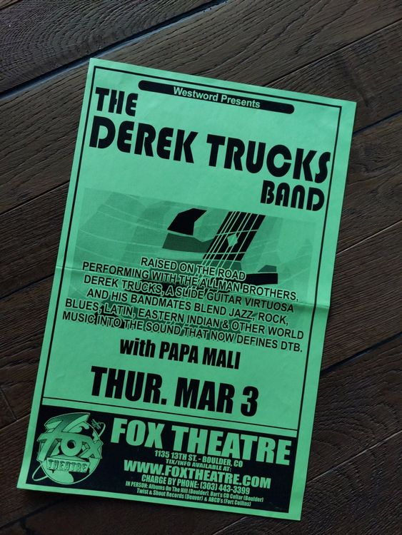 Derek Trucks Band Original Fox Theater Konzertposter USA (Gebraucht) in ...