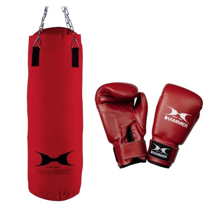 HAMMER Boxsack mit Boxhandschuhe, rot (Gebraucht) in Hombrechtikon für ...