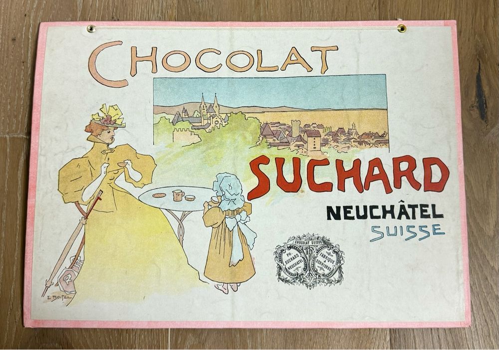 Chocolat SUCHARD Neuchâtel altes Karton Schild Bild Reklame (Gebraucht ...