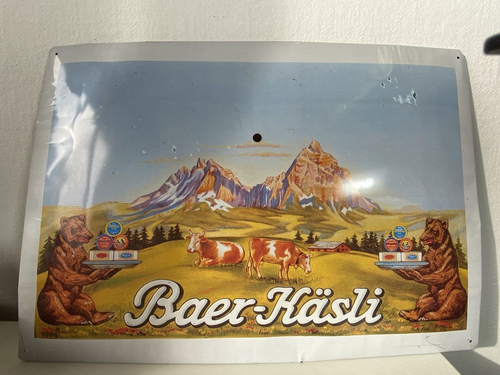 Werbeschild BAER-KÄSLI, Blechschld mit Relief (Gebraucht) in Utzigen ...