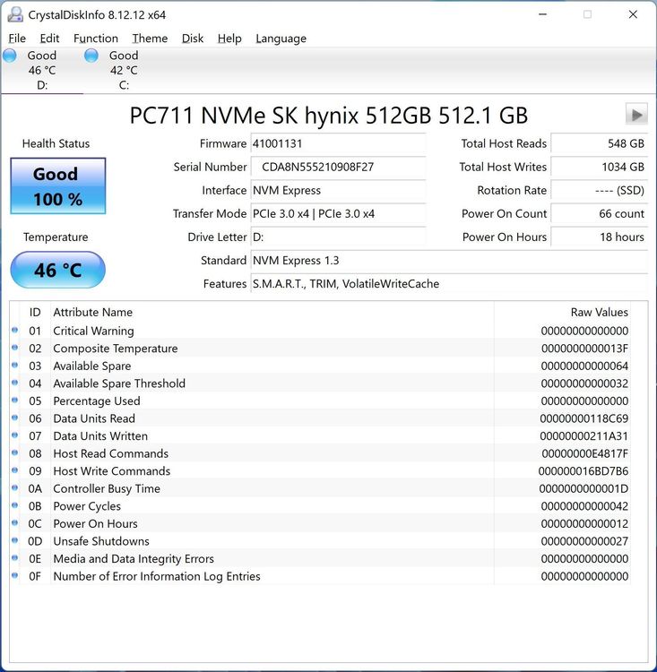 SSD SK hynix PC711 512GB NVMe PCIe 3 x4 | Kaufen auf Ricardo