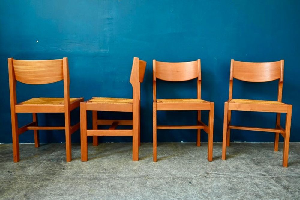 Set de 4 chaises en orme massif et paille de Maison Regain | Kaufen auf Ricardo