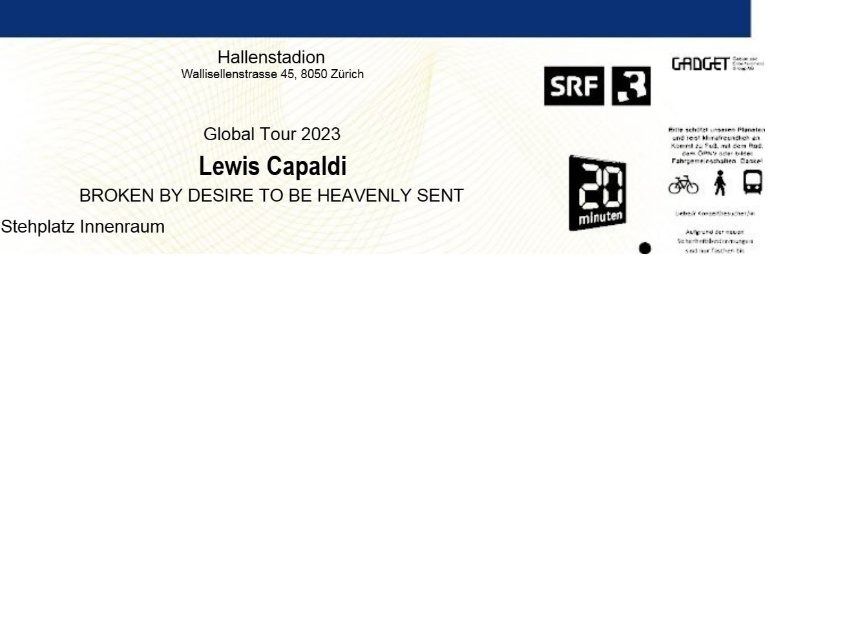 Lewis Capaldi Konzert 2 Tickets (Neu (gemäss Beschreibung)) in für CHF ...
