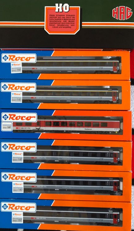 1X Lokomotiv HAG Re6/6 (Re620) und 6X Personenwagen Roco SBB (Neu ...