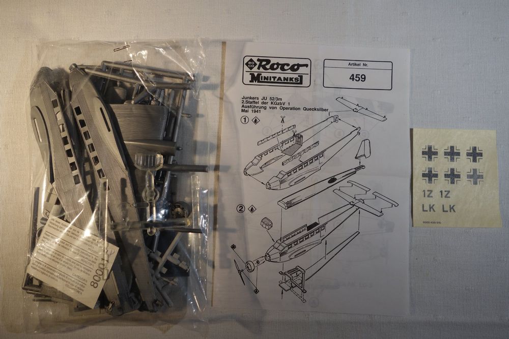 Roco 459 Junkers Ju 52/3m 2. Staffel KGzbV 1 1:87 Bausatz (Neu (gemäss ...