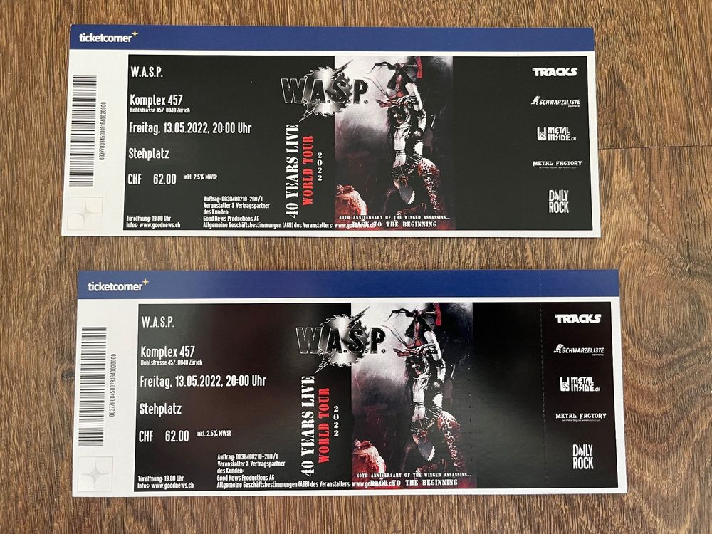 WASP Tickets (Neu und originalverpackt) in Rüfenach AG für CHF 100 ...