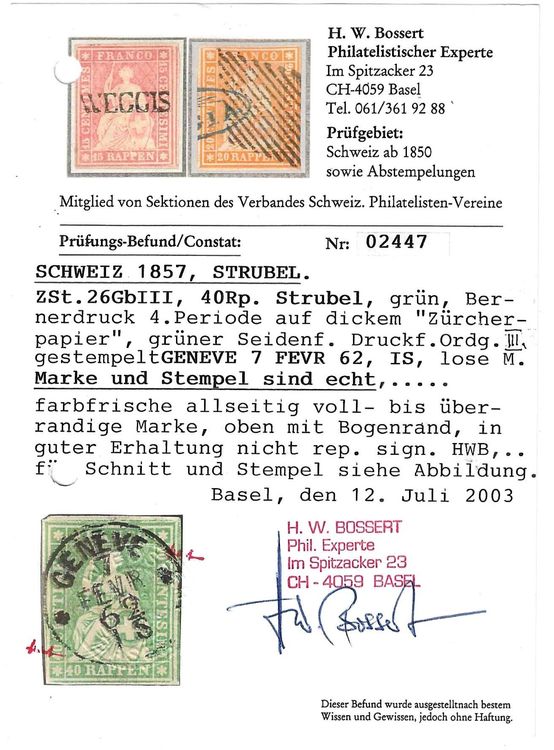 Strubel Nr. 26Gb vollrandig, Befund (Gebraucht) in Gümligen für CHF 27 – mit Lieferung auf ...