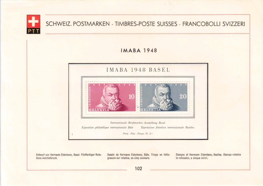 1948 Imaba Block auf Sammelblatt Nr. 102 (Neu (gemäss Beschreibung)) in ...