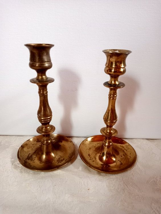 2 Vintage Messing Kerzenhalter Made in England 681 Gramm zus (Gebraucht) in Oberdorf BL für CHF ...