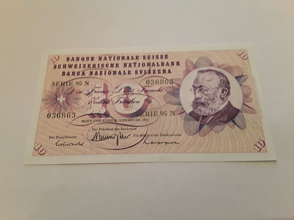 10 Fr.Note Schweiz 1974 bankfrisch Neu! (Neu und originalverpackt) in ...