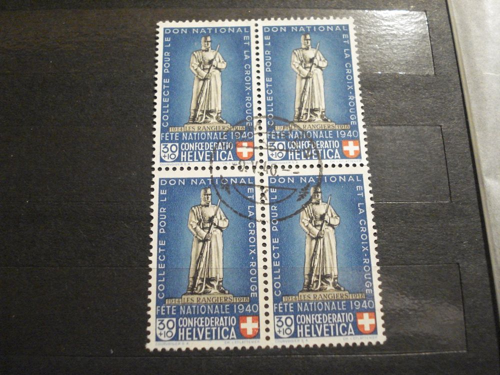 Pro Patria 1940, 4erblock "Les Rangiers" 40 Rp, mittig o | Kaufen auf Ricardo