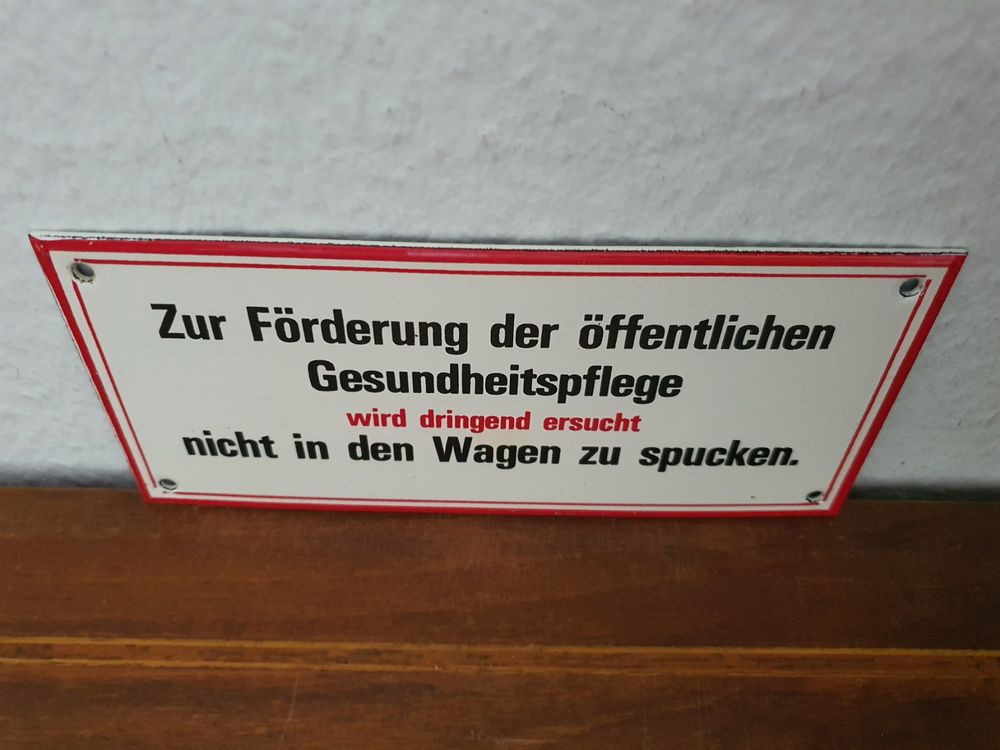 Emailschild Verboten spucken Bahn Zug Tram Emaille Schild | Kaufen auf Ricardo