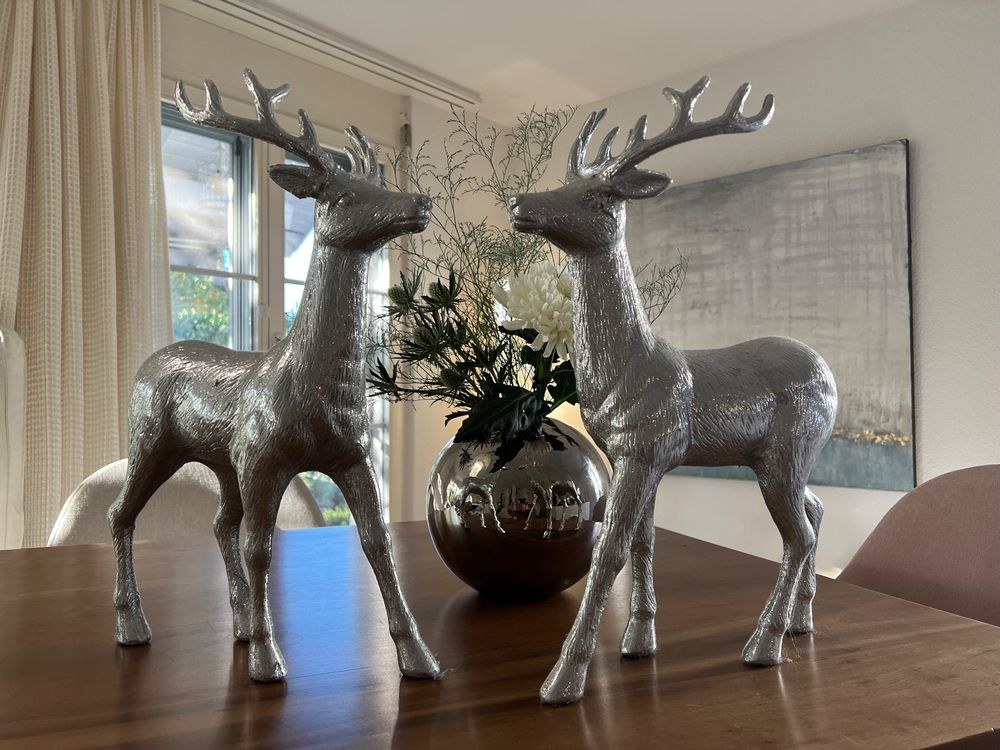 Silberne Deko Hirsche | Kaufen auf Ricardo